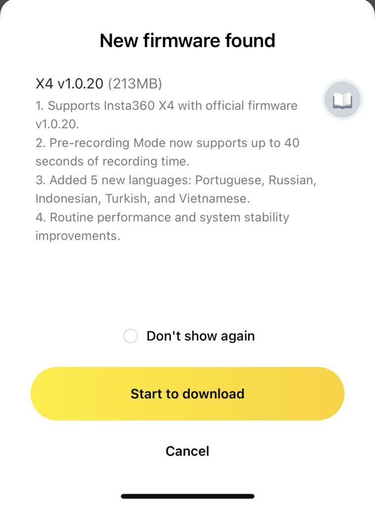 Insta360 X4 firmware 1.0.20 released | Sub-Etha Software